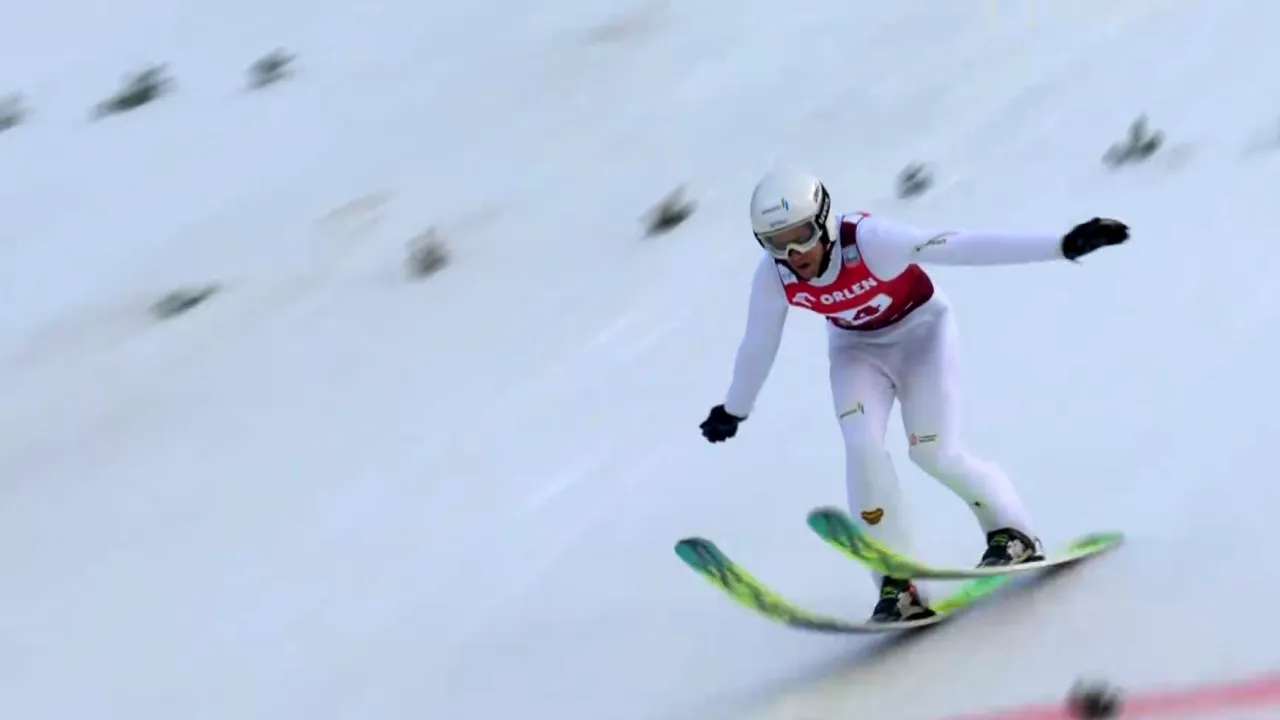 Skok Romana Koudelky na velkém můstku ve Wisle — ČT sport — Česká televize